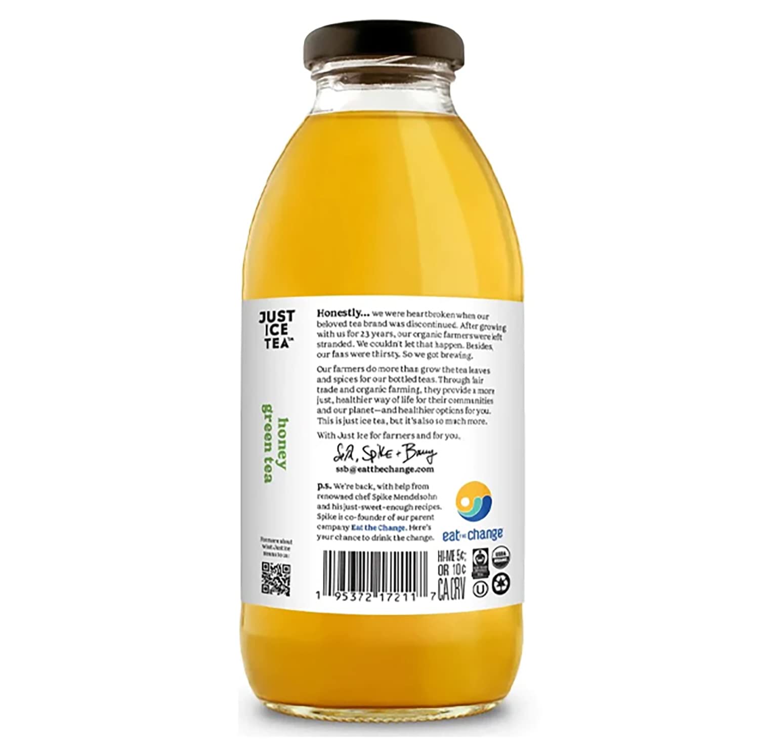 Just Ice Tea Organic Honey Green Tea, 16 FZ