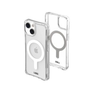 urban armor gear uag designed for iphone 14 case clear ice 6.1" plyo built-in magnet compatible with magsafe charging lightweight slim shockproof transparent protective cover