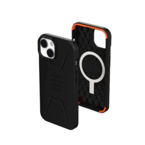 urban armor gear uag designed for iphone 14 case black 6.1" civilian built-in magnet compatible with magsafe charging sleek ultra thin slim dropproof shockproof protective cover