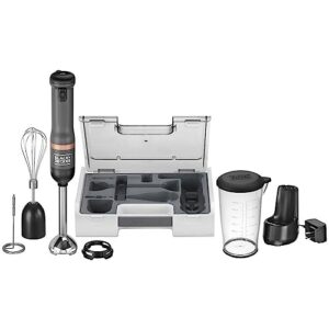 black+decker kitchen wand cordless immersion blender, 3 in 1 multi tool set, hand blender with charging dock, whisk and milk frother, grey (bckm1013ks01)