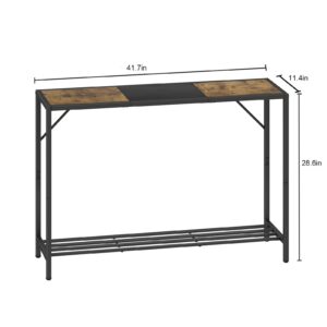 LAATOOREE Console Table, 41.7" Industrial Entryway Table with Shelf, Narrow Sofa Table for Hallway, Entrance Hall, Corridor, Foyer, Living Room