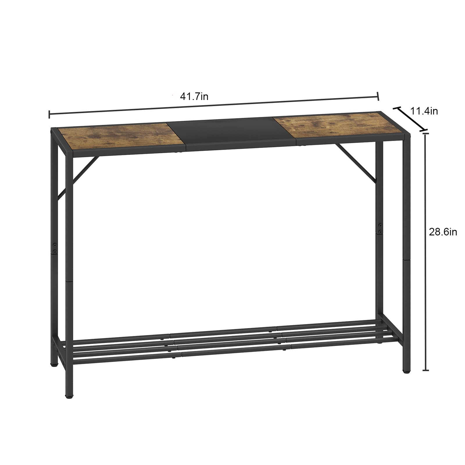 LAATOOREE Console Table, 41.7" Industrial Entryway Table with Shelf, Narrow Sofa Table for Hallway, Entrance Hall, Corridor, Foyer, Living Room