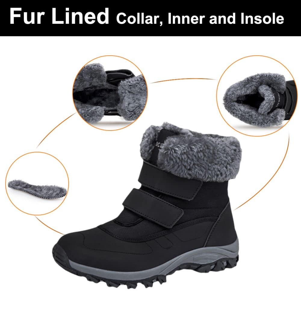 Drecage Snow Boots for Women Waterproof Thickening Warm Fur Winter Boots Ladies Ankle Mid-Calf Booties Outdoor Anti Slip