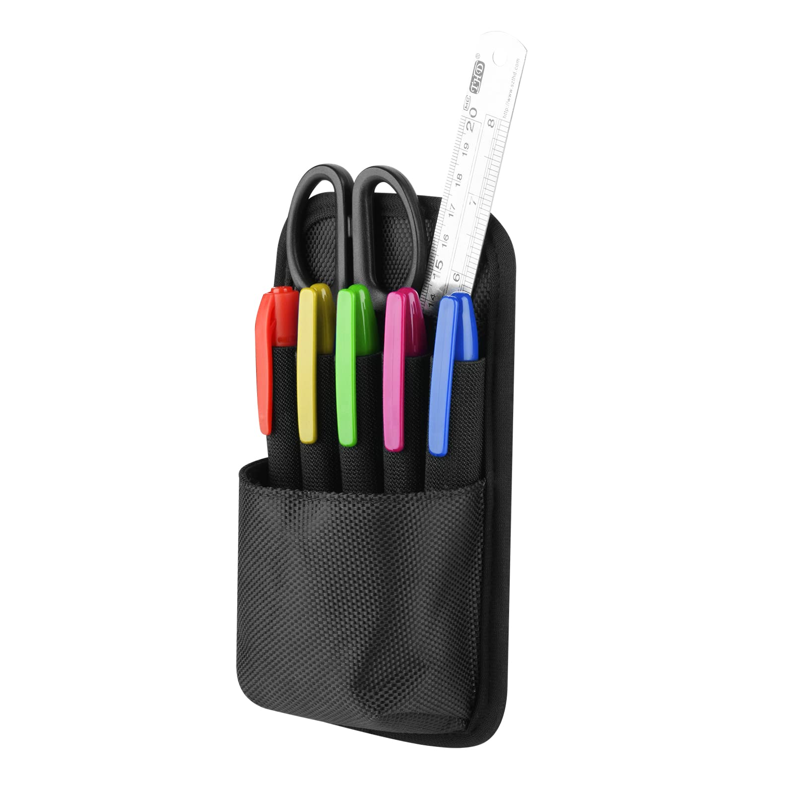 1680D Nylon Belt Pen Holder Multifunctional Adjustable Pencil Holder Pouch Pen Sleeve Case for Sharpie Fine Point, Rulers and Scissors (Black)