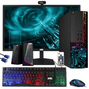 computer desktop pc, intel core i5, techmagnet siwa 8, 8gb ram, 128gb ssd boot + 500 gb hdd, 27 inch monitor, mtg rgb keyboard mouse, rgb speaker with webcam, wifi, win 11 home (renewed)