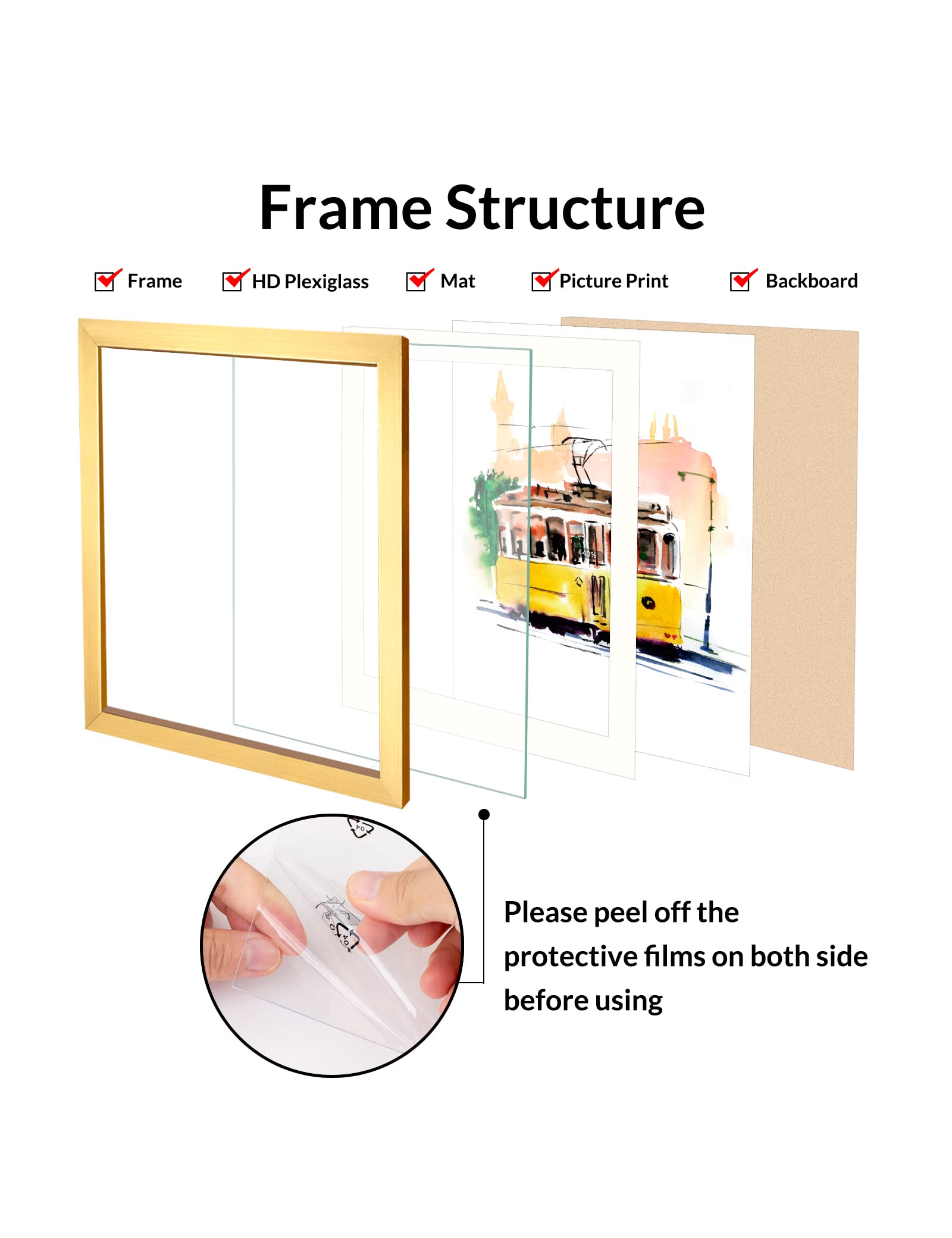 Annecy 11x14 Picture Frames (1 Pack, Gold), Simple Designed Photo Frame, For Pictures 11x14 for Wall Mounting, Classic Simple Home Office Decor