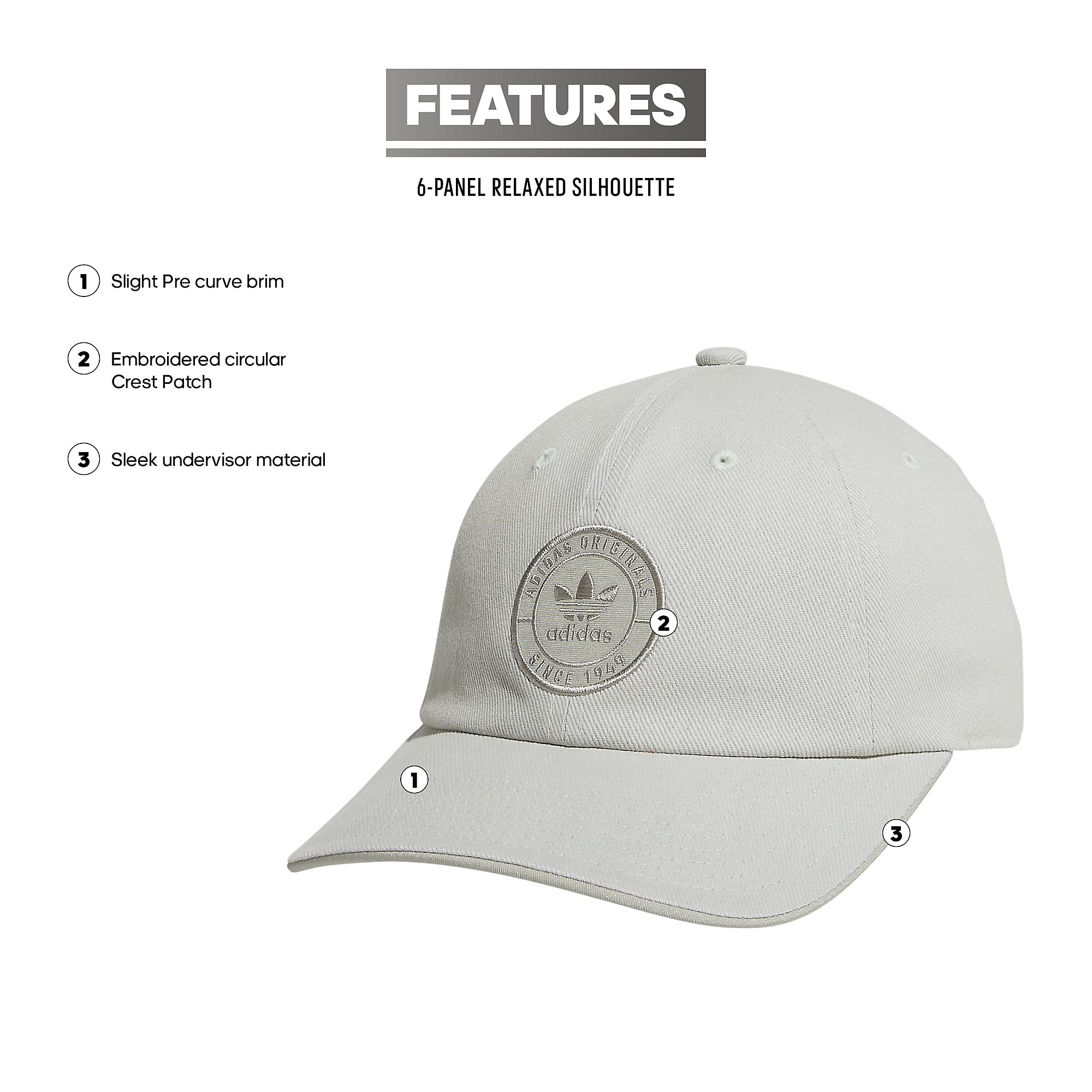 adidas Originals Men's Resort Relaxed Fit Strapback Hat, Wonder Silver/Wonder Silver, One Size