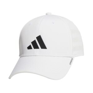 adidas men's gameday structured stretch fit hat 4.0, white/black, large-x-large