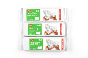 pepy premium european air dry modeling clay white 3-pack 2.2 lb. bars, 6.6 lbs. total; easy to use air-hardening clay for classroom and montessori sculpting and crafts projects