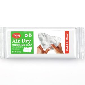 Pepy Premium European Air Dry Modeling Clay White 1.1 lb Bar, Easy to Use Air-Hardening Clay for Classroom and Montessori Sculpting and Crafts Projects