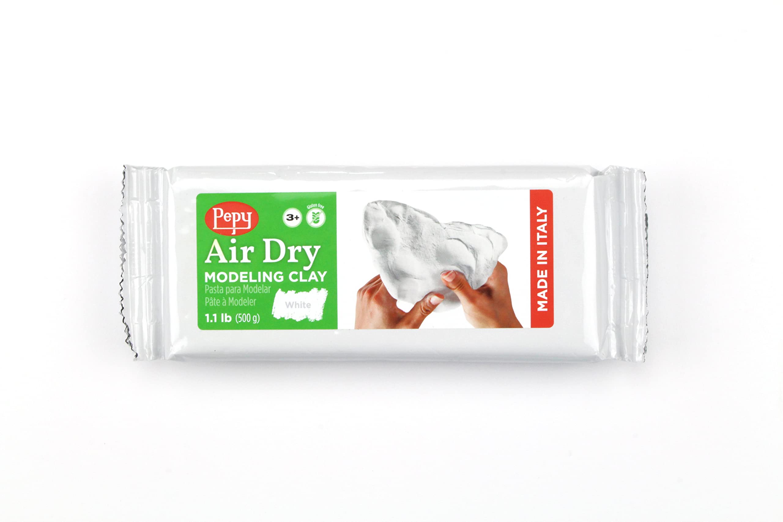 Pepy Premium European Air Dry Modeling Clay White 1.1 lb Bar, Easy to Use Air-Hardening Clay for Classroom and Montessori Sculpting and Crafts Projects