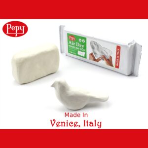 Pepy Premium European Air Dry Modeling Clay White 1.1 lb Bar, Easy to Use Air-Hardening Clay for Classroom and Montessori Sculpting and Crafts Projects