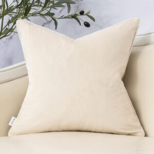 Yangest Beige Square Throw Pillow Cover Wavy Velvet Cushion Cover Modern Zippered Pillowcase for Sofa Couch Bedroom Living Room Chair, 18 x 18 Inch