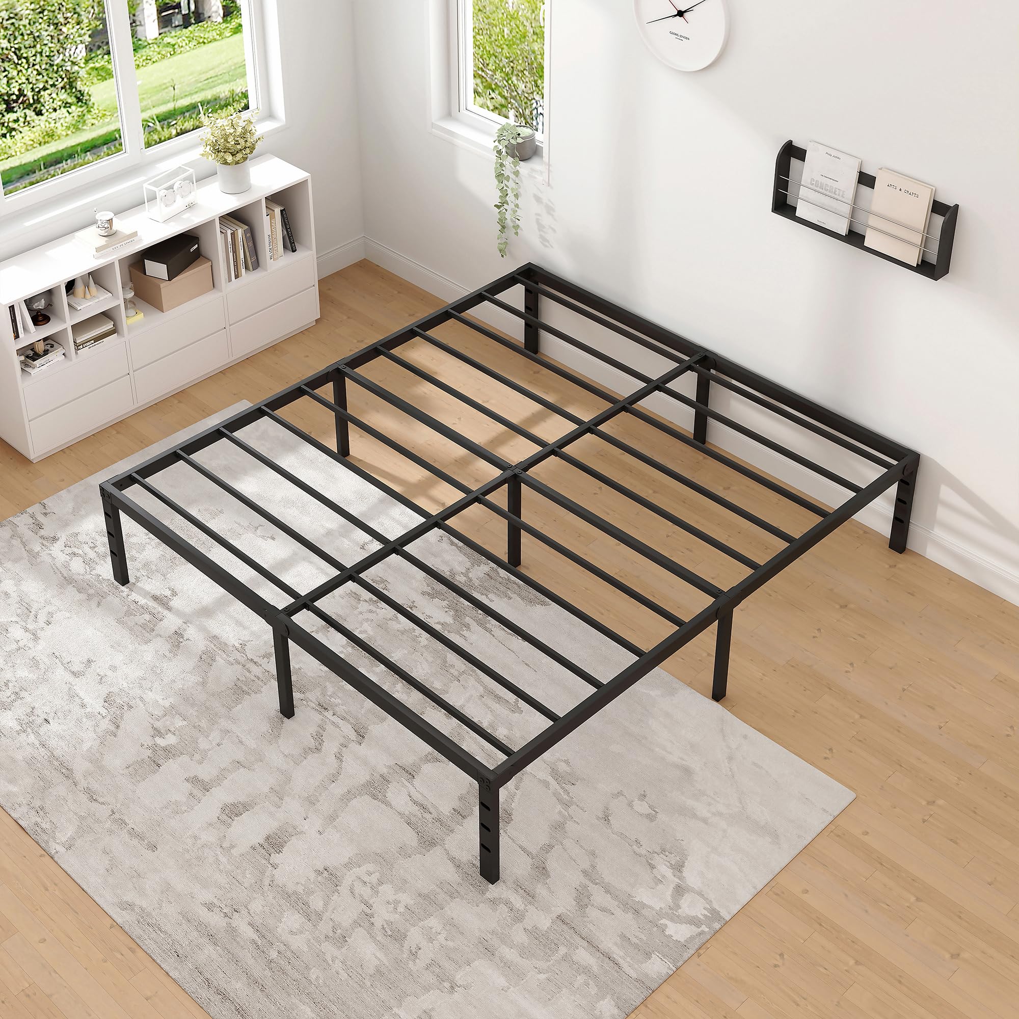 NEW JETO Metal Bed Frame-Simple and Atmospheric Metal Platform Bed Frame, Storage Space Under The Bed Heavy Duty Frame Bed, Sturdy Full Size Bed Frame, Suitable for Bedroom, Full