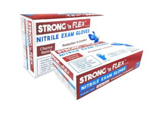 strong 'n flex box of large nitrile exam gloves, 100 ambidextrous gloves