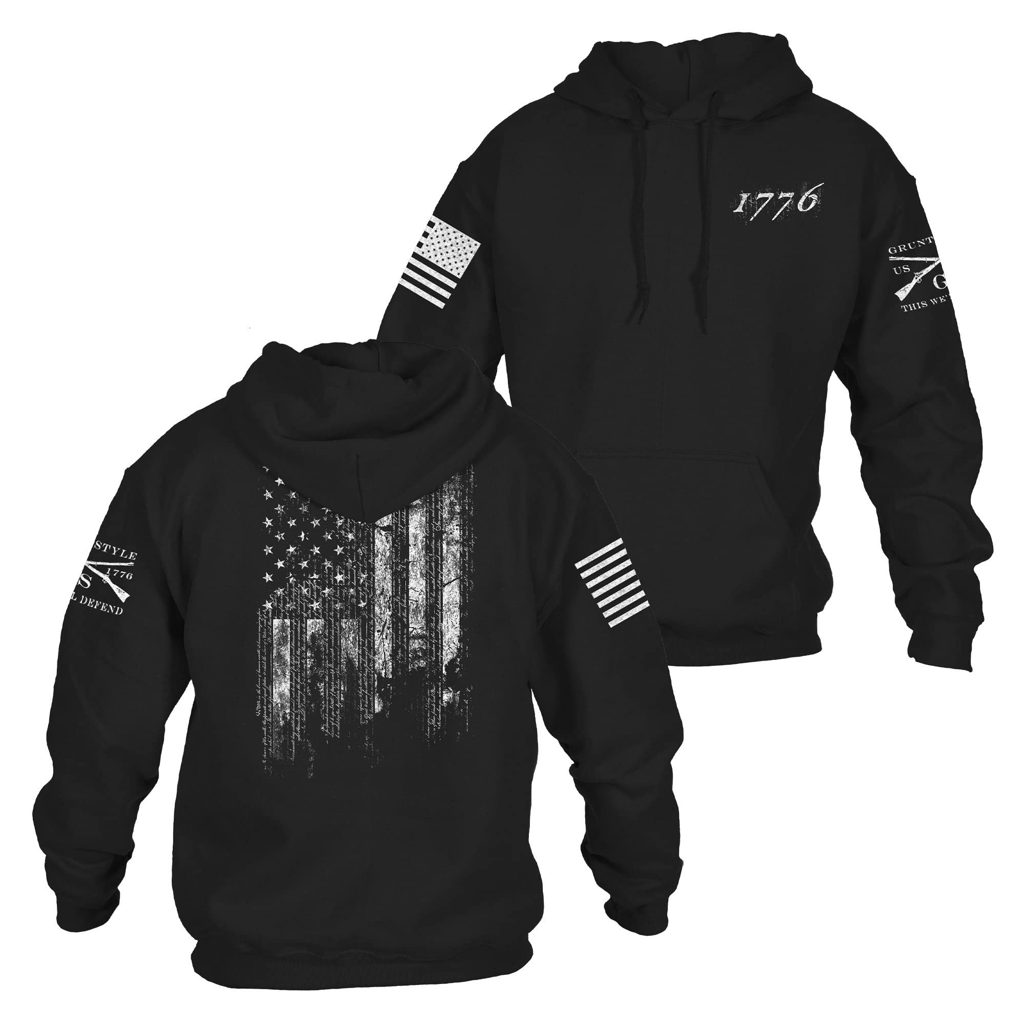 Grunt Style 1776 Flag Hoodie (Black, Large)