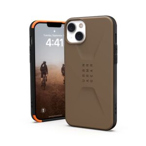 urban armor gear uag designed for iphone 14 plus case dark earth 6.7" civilian sleek ultra thin slim impact resistant dropproof protective cover compatible with wireless charging