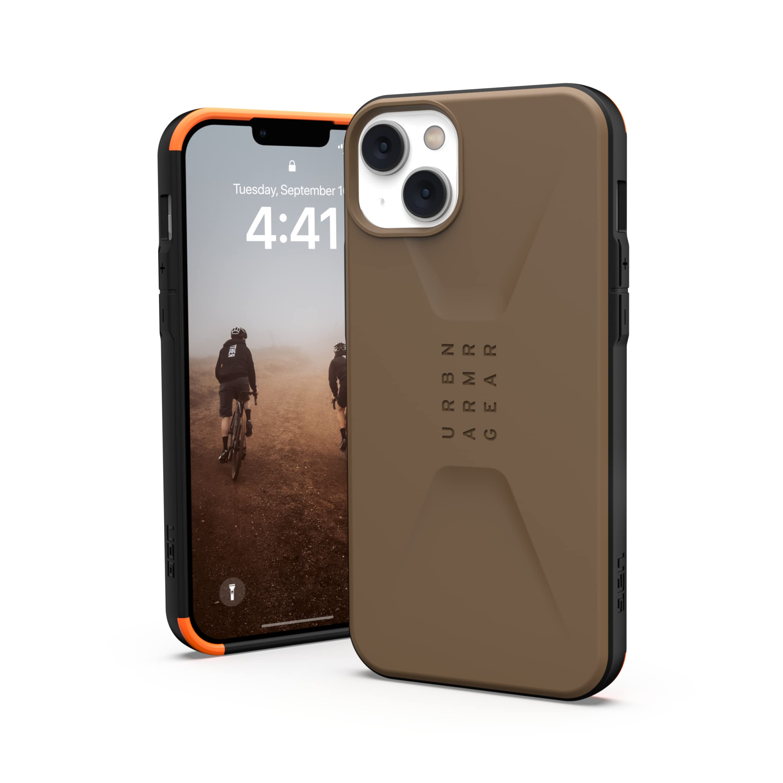 URBAN ARMOR GEAR UAG Designed for iPhone 14 Plus Case Dark Earth 6.7" Civilian Sleek Ultra Thin Slim Impact Resistant Dropproof Protective Cover Compatible with Wireless Charging