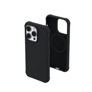 urban armor gear [u] by uag designed for iphone 14 pro case black 6.1" dot built-in magnet compatible with magsafe charging slim lightweight dropproof silicone protective cover