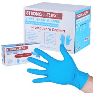 strong 'n flex vinyl-nitrile blend exam gloves - 10 boxes of 100 - latex free, powder free, versatile, & non-sterile (xl)