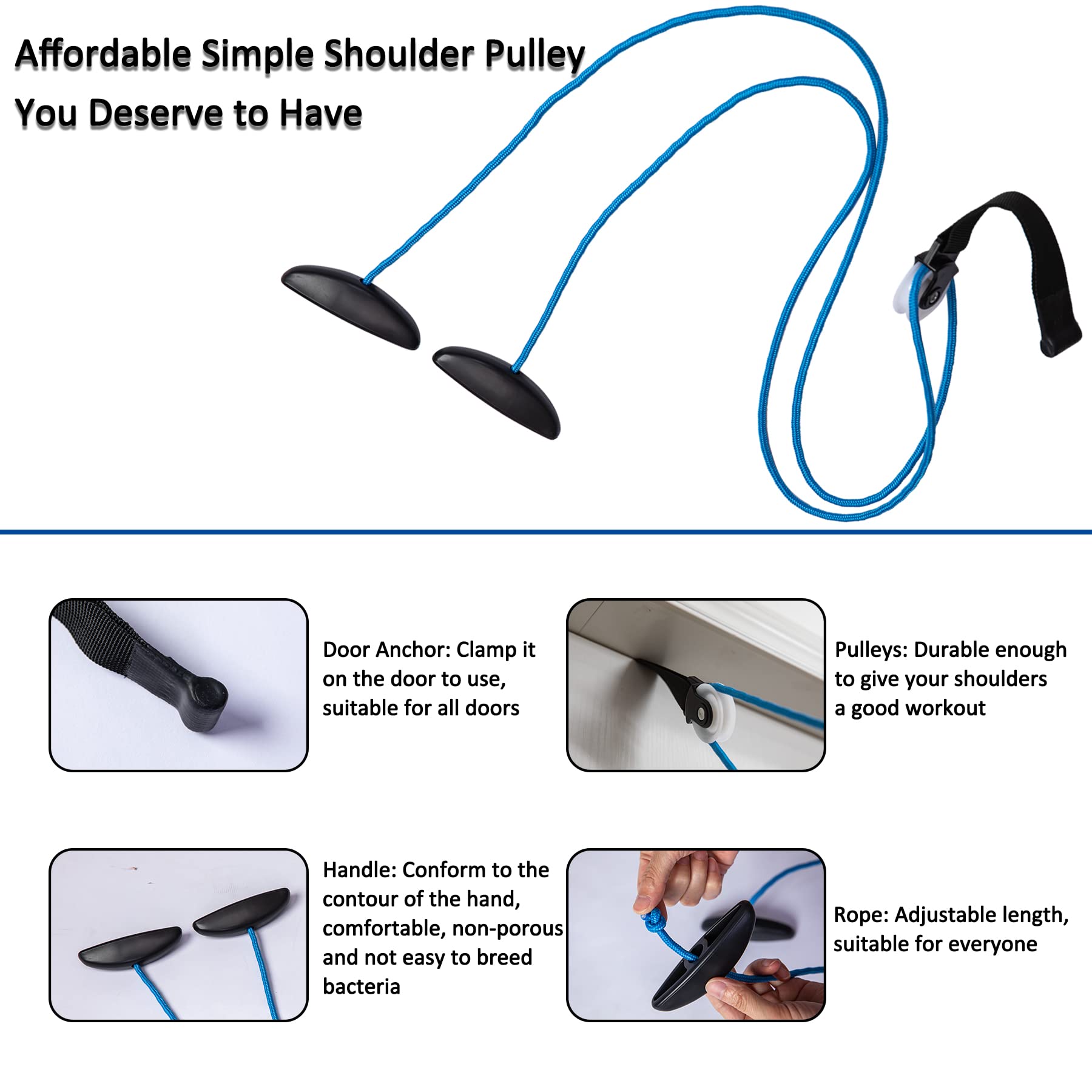 Shoulder Pulley Over The Door Physical Therapy System, Exercise Pulley, Alleviate Shoulder Pain and Facilitate Recovery from Surgery, FSA/HSA Eligible (Blue)