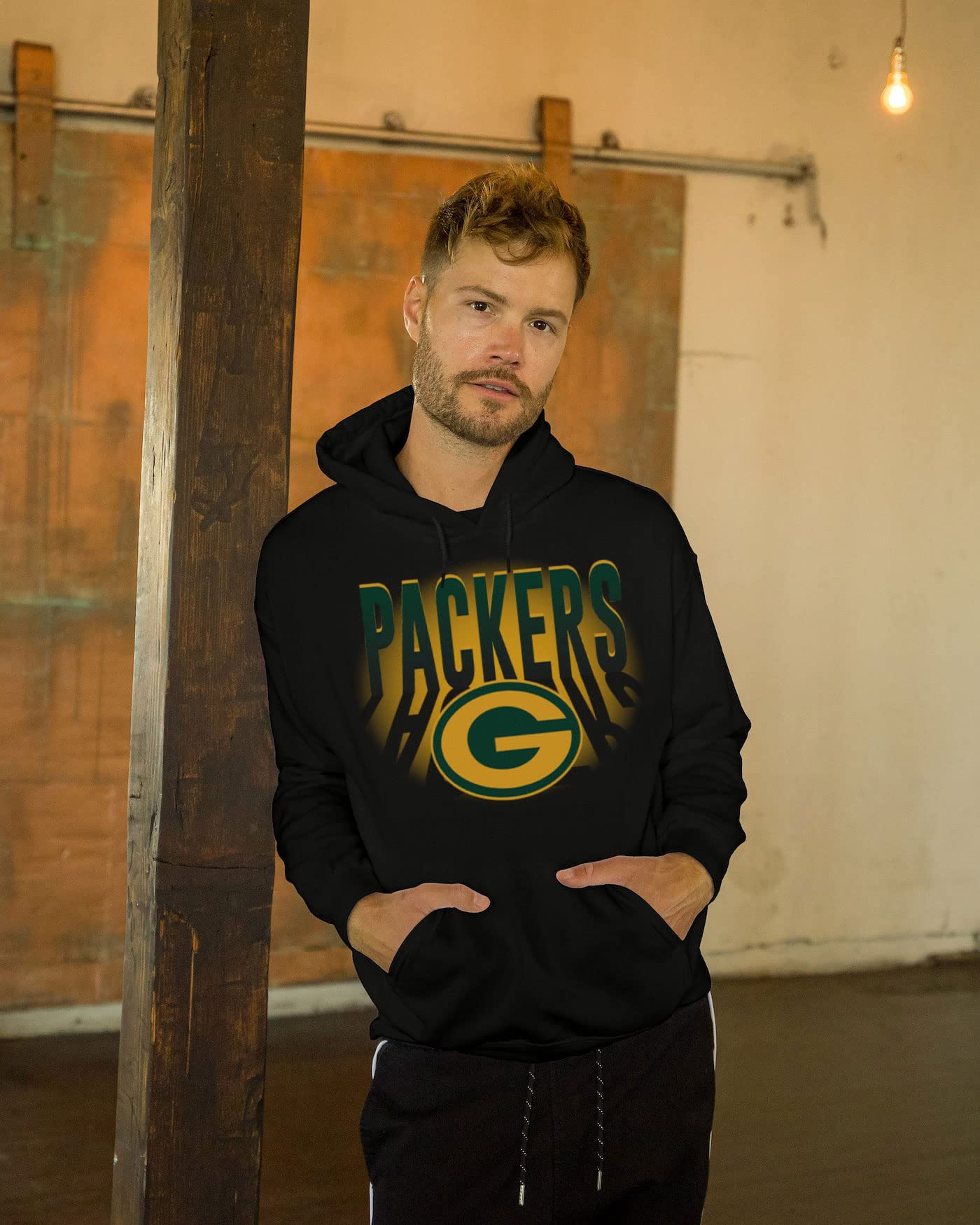 Junk Food Clothing x NFL - Green Bay Packers - Team Spotlight - Unisex Adult Pullover Fleece Hoodie for Men and Women - Size 3X-Large , Black