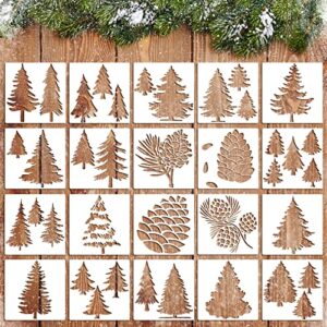 20 pieces stencil template for painting reusable animal plant stencil spring summer winter template, diy christmas stencils for painting on wood wall home decor (pine tree)