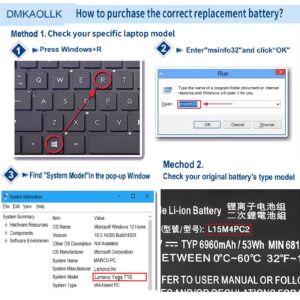 DMKAOLLK L15L4PC2 L15M4PC2 Laptop Battery for Lenovo Ideapad Yoga 710 15 710-15IKB 710-15ISK 710 14 710-14IKB 710-14ISK 710-14ISK-IFI Series Notebook 5B10K90778 5B10K90802 7.6V 53Wh/6974mAh