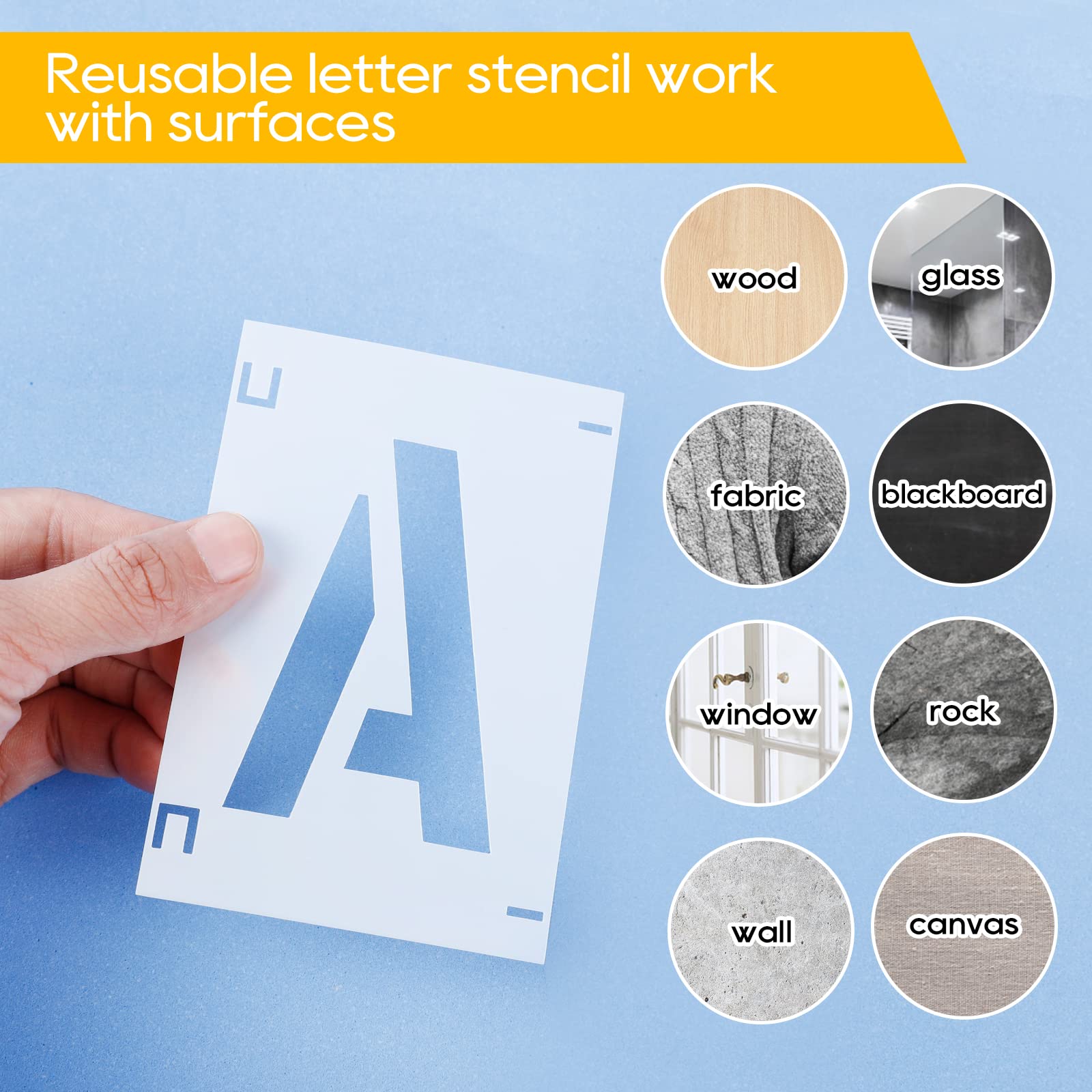 UCEC 3 Inch Letter Stencils Symbol Number Stencil, 42PCS Reusable Alphabet Letter Stencils Interlocking Stencil Kit, Plastic Art Craft Stencils Letters, Number Stencil Kit for Christmas Decorations