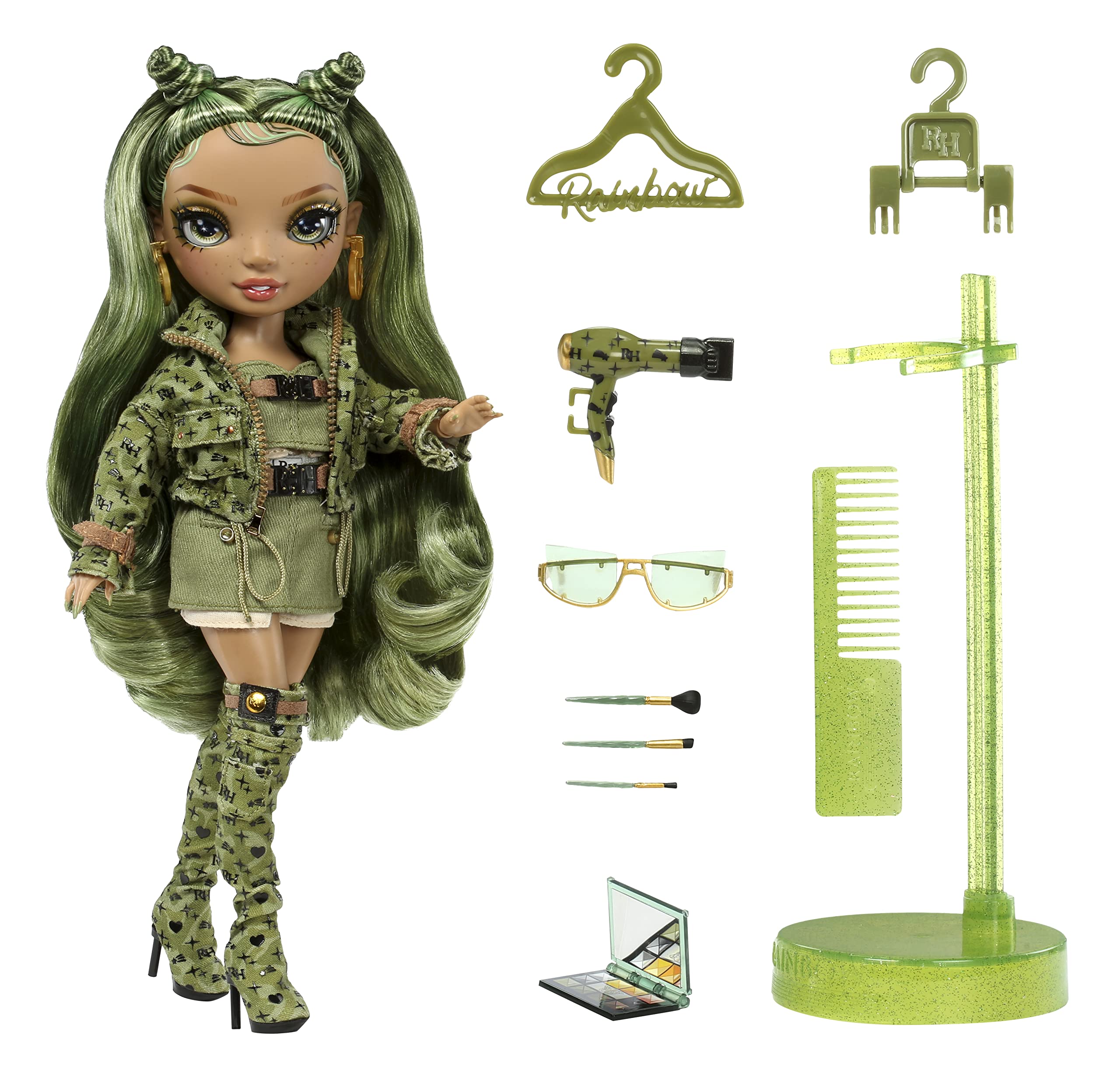 Rainbow High Olivia- Camo Green Fashion Doll. Fashionable Outfit & 10+ Colorful Play Accessories. Great Gift for Kids 4-12 Years Old and Collectors.