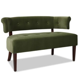 jennifer taylor home jared tufted bench settee (olive green performance velvet)