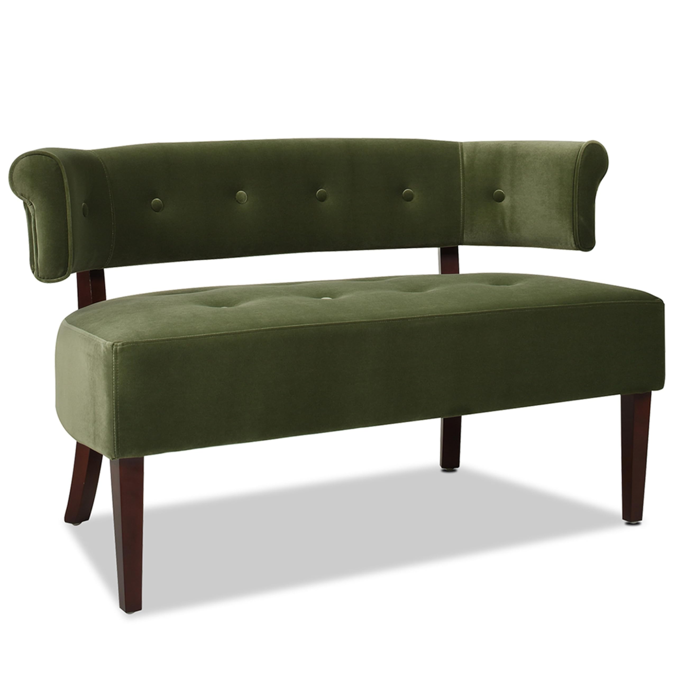 Jennifer Taylor Home Jared Tufted Bench Settee (Olive Green Performance Velvet)