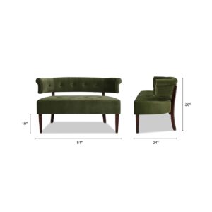 Jennifer Taylor Home Jared Tufted Bench Settee (Olive Green Performance Velvet)