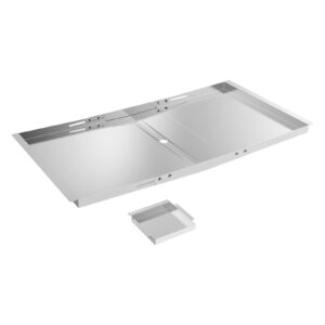 bbq-plus stainless steel universal grease tray with catch pan replacement parts for dyna glo, nexgrill, expert grill, kenmore, bhg and more 4/5 burner gas grills