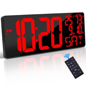 [oversized] 18" large digital wall clock with remote control, auto-dimming digital clock large display with date/temp/week, dst, alarm, 5.9”jumbo numbers large digital clock for all large spaces use