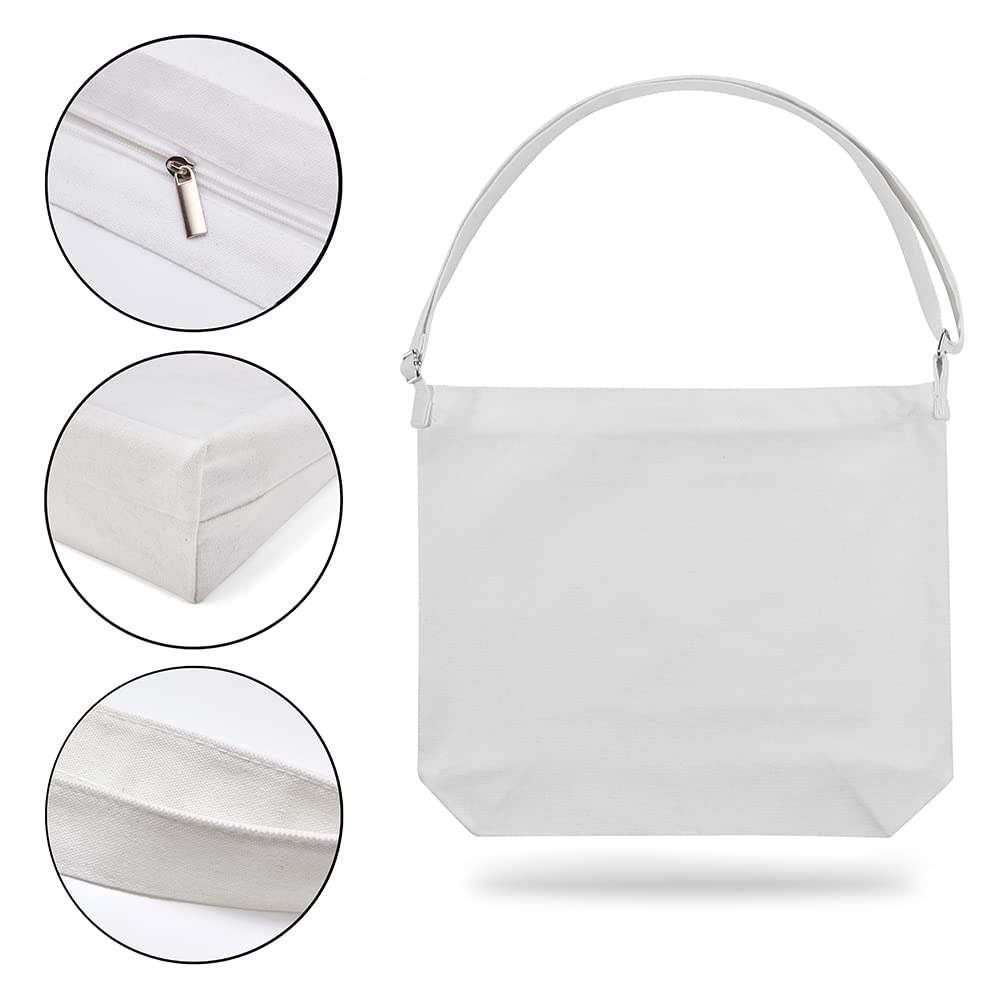 Draw blank White Women's blank large Size Canvas Crossbody Tote Handbags Shoulder Bag Hobo Casual Tote Diy/gifts/aesthetic/personalized