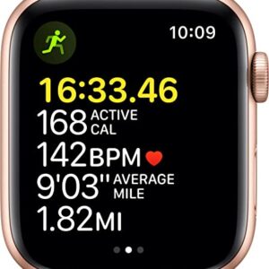 Apple Watch SE (GPS + Cellular 44mm) Gold Aluminum Case with Maize/White Sport Loop (Renewed)