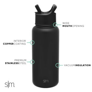 Simple Modern Water Bottle with Straw Lid Vacuum Insulated Stainless Steel Metal Thermos Bottles | Reusable Leak Proof BPA-Free Flask for Gym, Travel, Sports | Summit Collection | 32oz, Marble