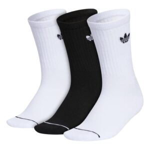 adidas originals women's icon crew socks (3-pair), white/black, medium