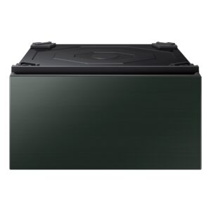 samsung 27-inch bespoke front load washer dryer pedestal stand w/ pull out laundry storage drawer, we502ng, forest green