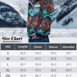 Beotyshow Mens Aztec Fleece Jackets Fuzzy Sherpa Sweatshirts Button down Pullover Coats Western Vintage Sweaters with Pocket