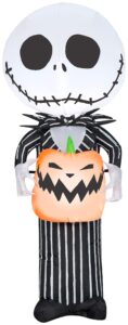 gemmy airblown inflatable jack skellington with jack-o'-lantern, 3.5 feet, multicolor