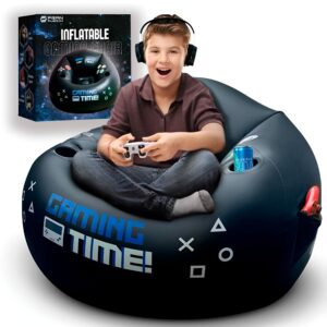 franfusion inflatable gaming chair for kids & teens with cup holders and side pocket - this air bean bag game chair is the perfect furniture for gamer room decor