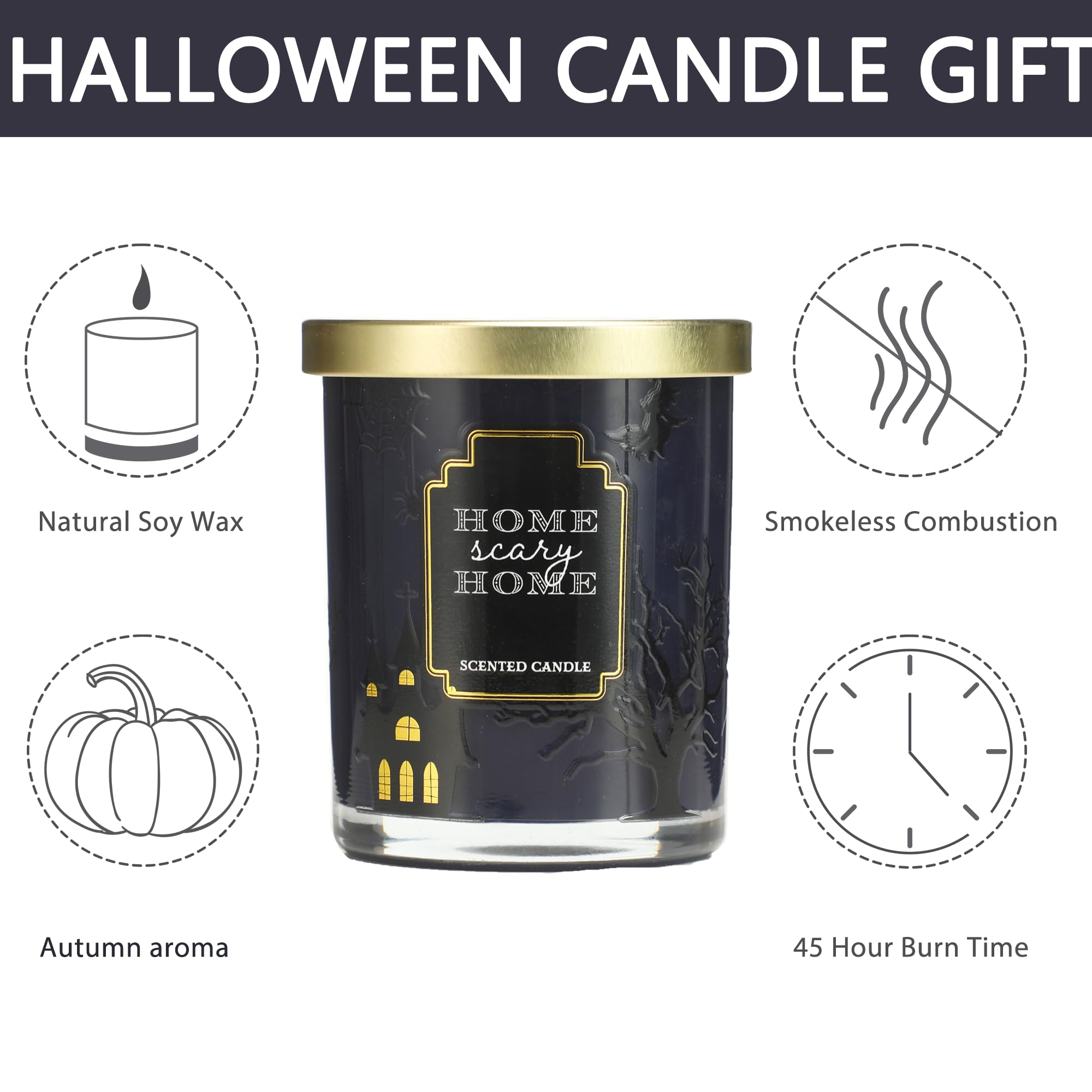 Pumpkin Scented Candle Gift Fall Halloween 10oz Soy Wax Jar Candles Premium Candle for Home (home)