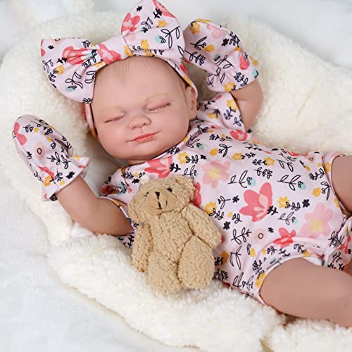 BABESIDE Lifelike Reborn Baby Dolls - Skylar, 17-Inch Real Baby Feeling Realistic-Newborn Sweet Smile Sleeping Dolls Girl Handmade Baby Doll That Looks Real for Kids Age 3 +