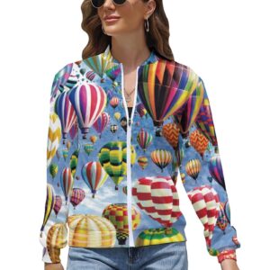 amrandom fall jacket thin hoodies for women sweater (hot air balloon sky cartoon print) lightweight long sleeve sweat shirts essential hoodie girls pullover tops