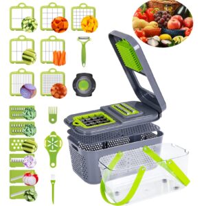 mingpinhuius 22-in-1 vegetable chopper multifunctional food chopper with 13 blades, onion mincer chopper, food chopper slicer dicer cutter with container