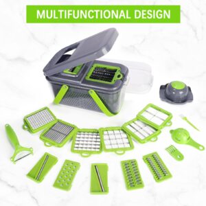 MINGPINHUIUS 22-in-1 Vegetable Chopper Multifunctional Food Chopper with 13 Blades, Onion Mincer Chopper, Food Chopper Slicer Dicer Cutter with Container