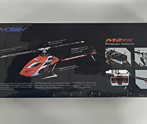 OMPHOBBY M2 EVO RC Helicopter for Adults Dual Brushless Motors Direct-Drive 6 Channel Outdoor, Superior 3D Remote Control Plane Gifts Newly Upgraded Mini Heli BNF(No Controller-Orange)