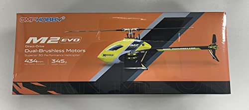 OMPHOBBY M2 EVO RC Helicopter for Adults Dual Brushless Motors Direct-Drive 6 Channel Outdoor, Superior 3D Remote Control Plane Gifts Newly Upgraded Mini Heli BNF(No Controller-Orange)